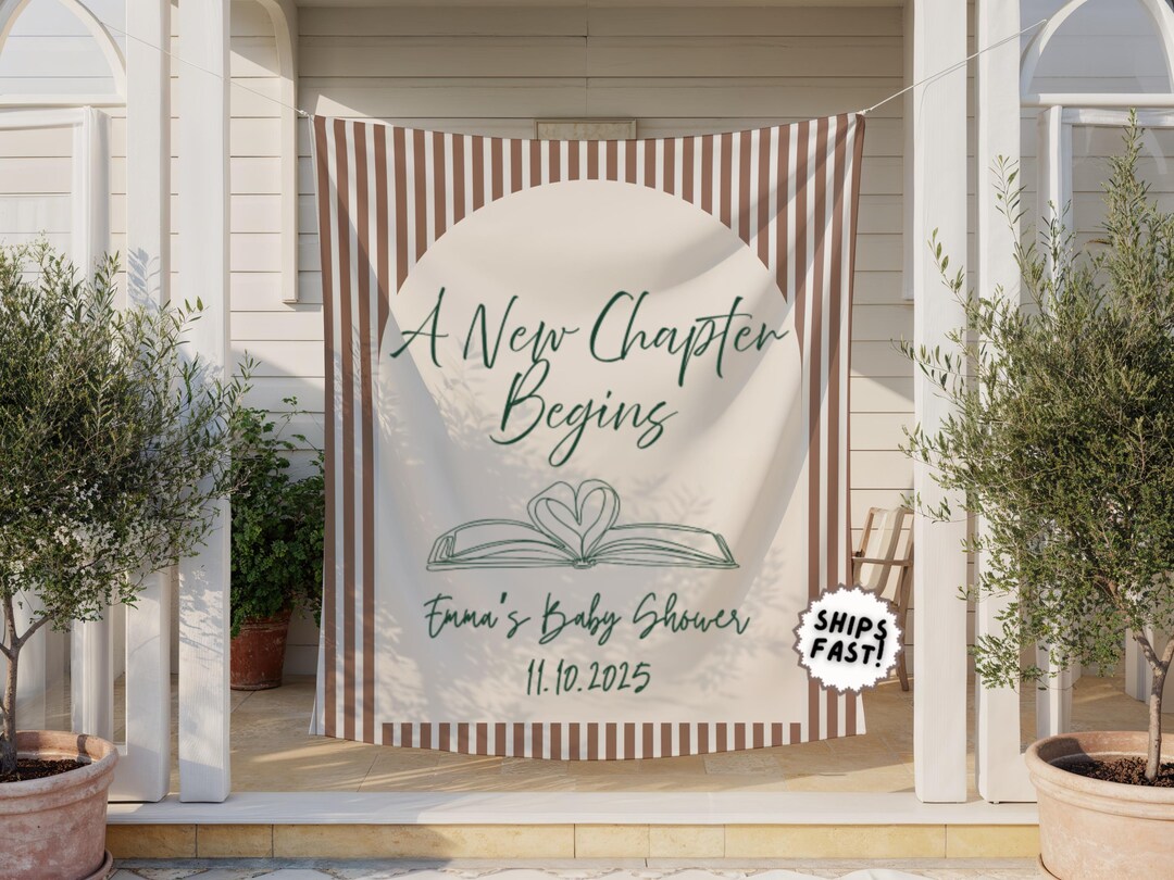 Bookish Baby Shower Custom Banner for A New Chapter Begins Baby Shower ...