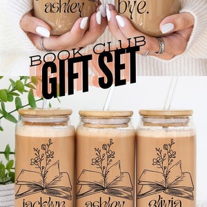 Book Club Personalized Gift Idea Glass Tumbler Bamboo Lid Reading Cup ...