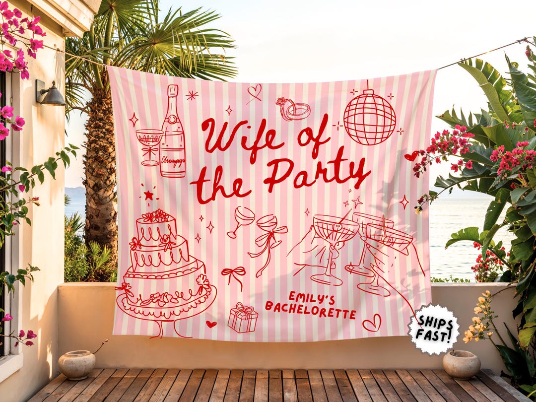 Custom Wife of the Party Bachelorette Tapestry, Personalized Bride ...