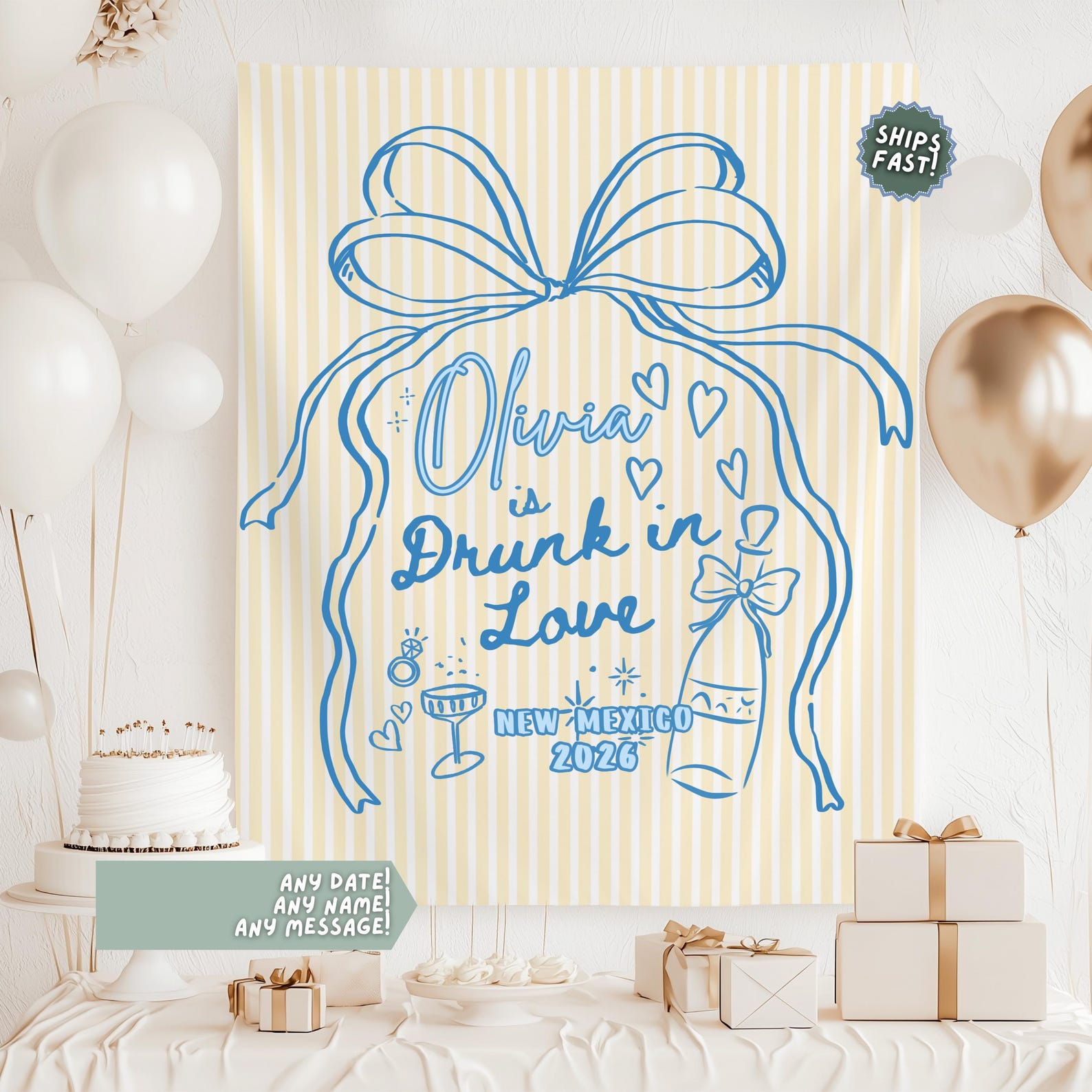Drunk in Love Bachelorette Banner Custom Bachelorette Backdrop Bridal ...