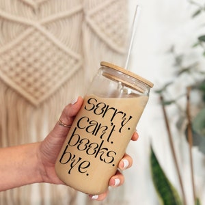 Book Club Personalized Gift Idea Glass Tumbler Bamboo Lid Reading Cup ...