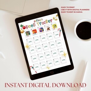 Digital Book Tracker Printable Christmas Theme Planner Page Book Club ...