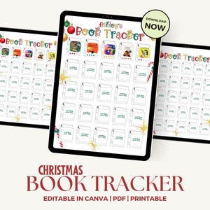 Digital Book Tracker Printable Christmas Theme Planner Page Book Club ...