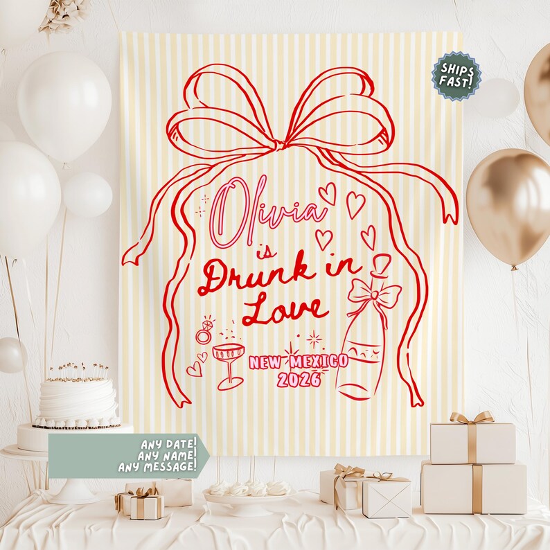 Drunk in Love Bachelorette Banner Custom Bachelorette Backdrop Bridal ...