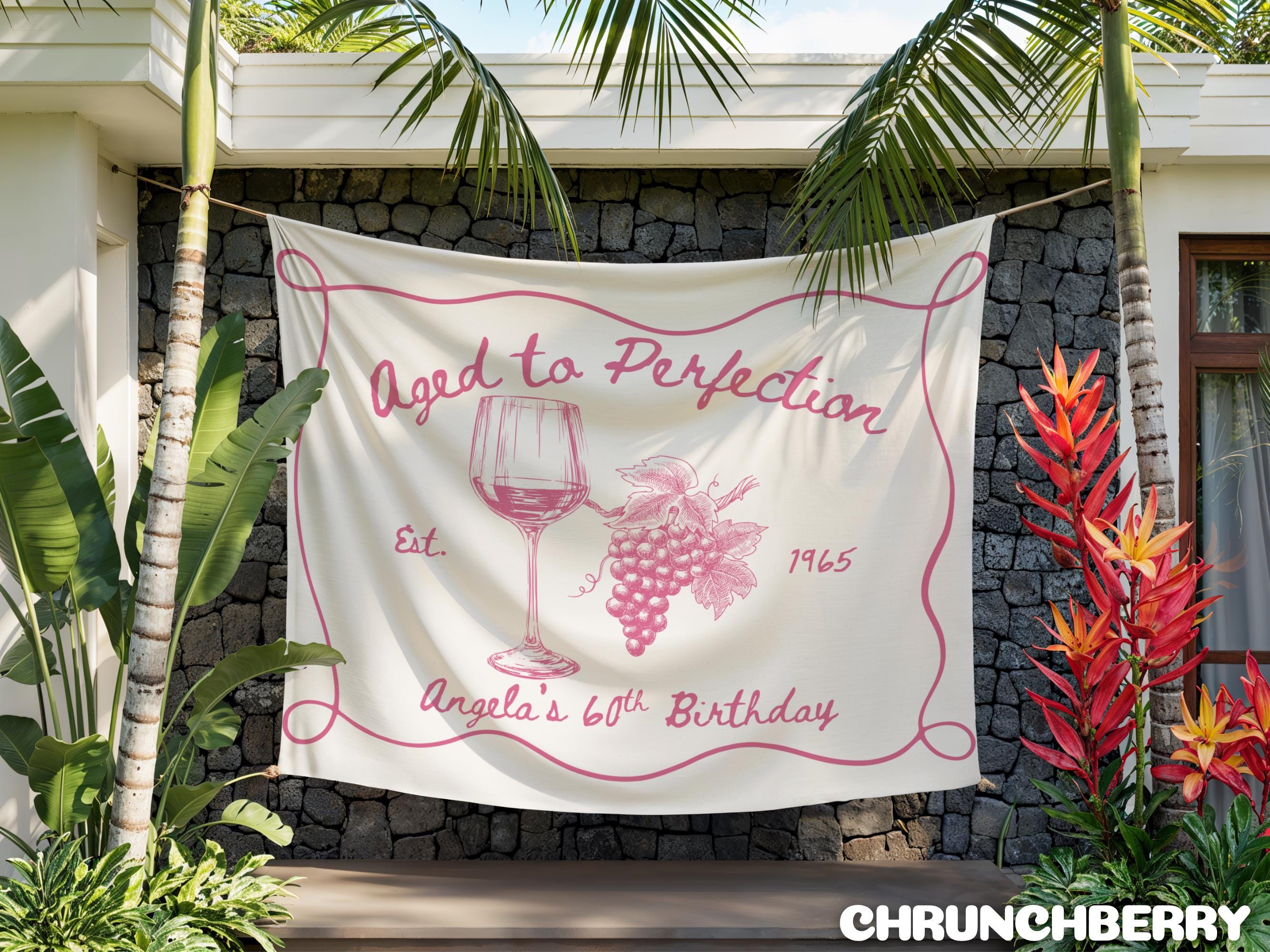 Custom Aged to Perfection Backdrop for 60th Birthday Party Welcome Sign ...