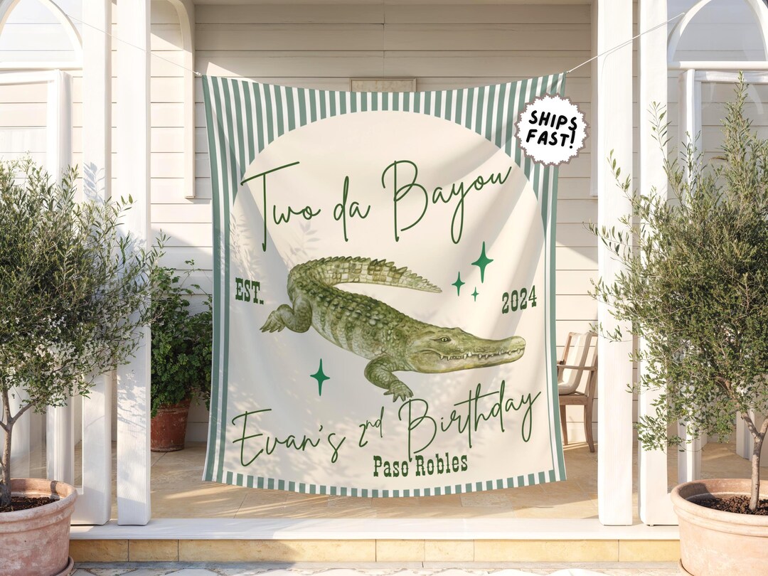 Two Day Bayou Birthday Banner Custom Swamp Kids Party Backdrop ...