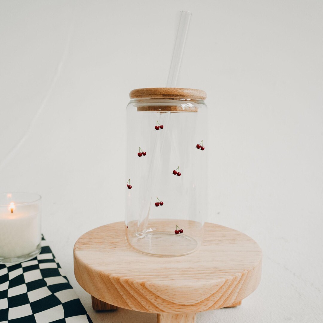 Preppy Tumbler With Lid Coquette Bow Iced Coffee Glass Cup With Straw ...
