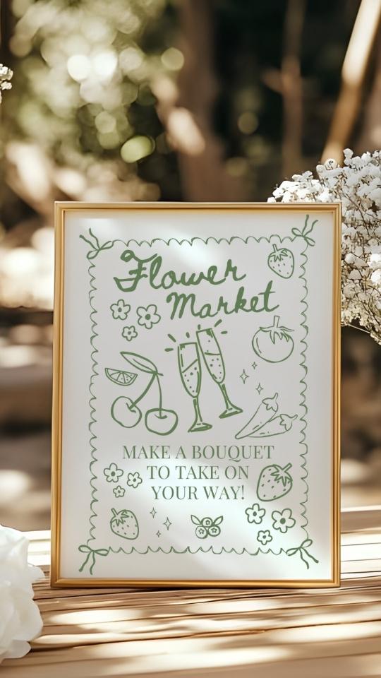 Custom Flower Bar Sign Template Botanical Bridal Shower Build Your Own ...