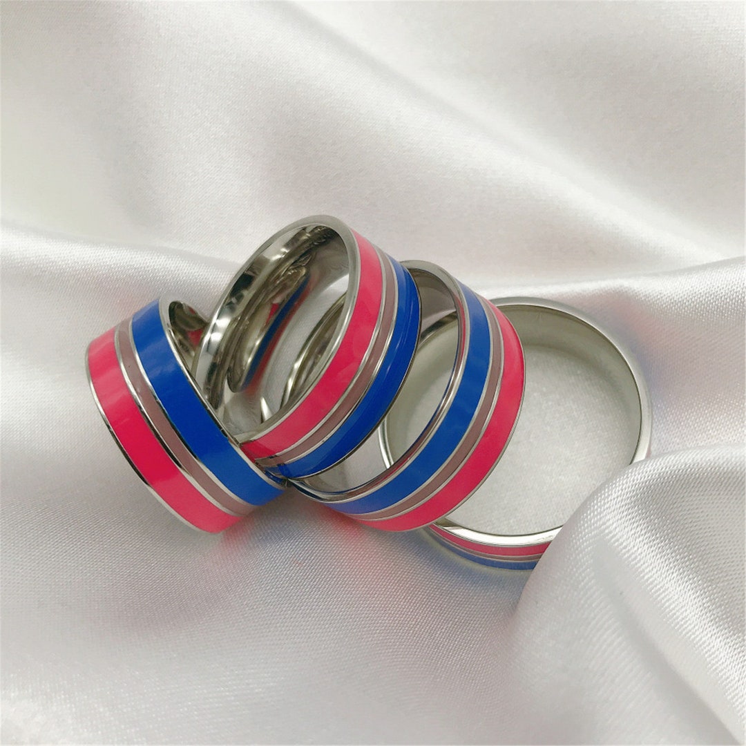 LGBT Bisexual Pride Flag Ring Stainless Steel Ring Band - Etsy