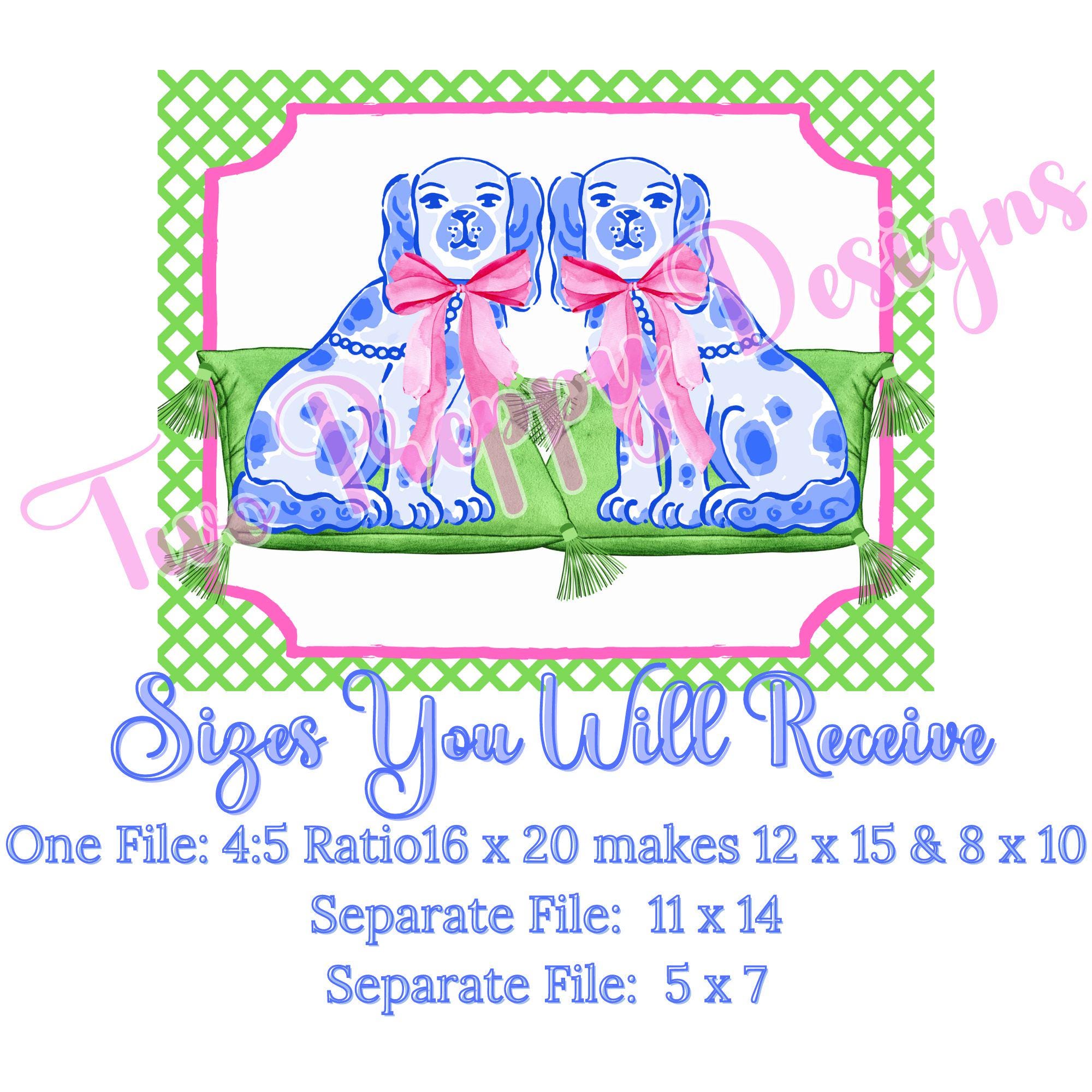 Blue Staffordshire Dog Artpreppy Digital Artgrandmillennial Artblue ...