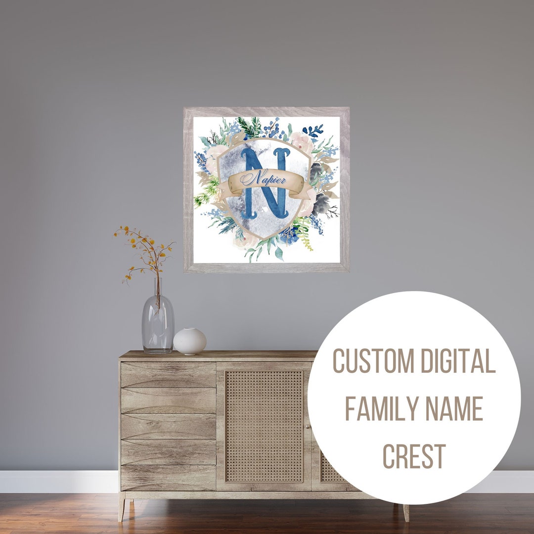Custom Family Name Crest Printable, Family Name Crest, Wedding Crest ...