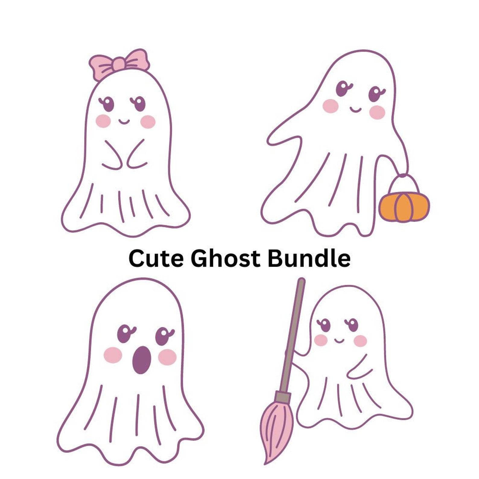 Cute Ghost SVG, Ghost SVG, Ghost Face SVG, Ghost and Pumpkin Svg Bundle ...