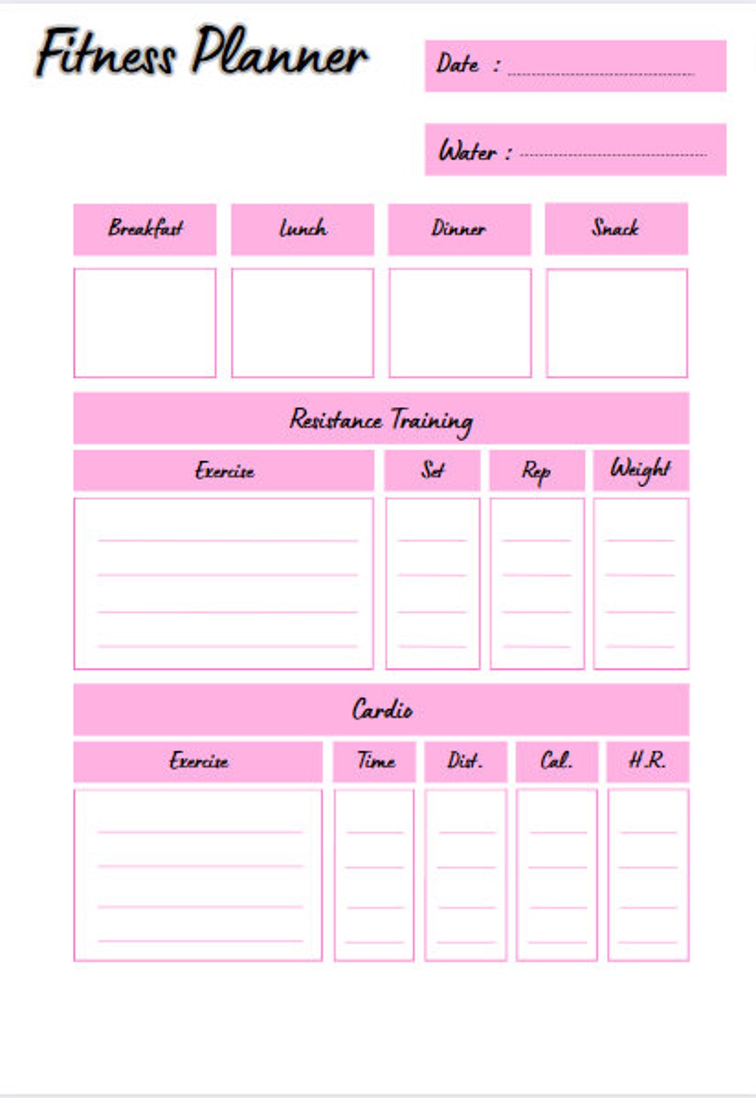 Simple Fitness Planner - Etsy