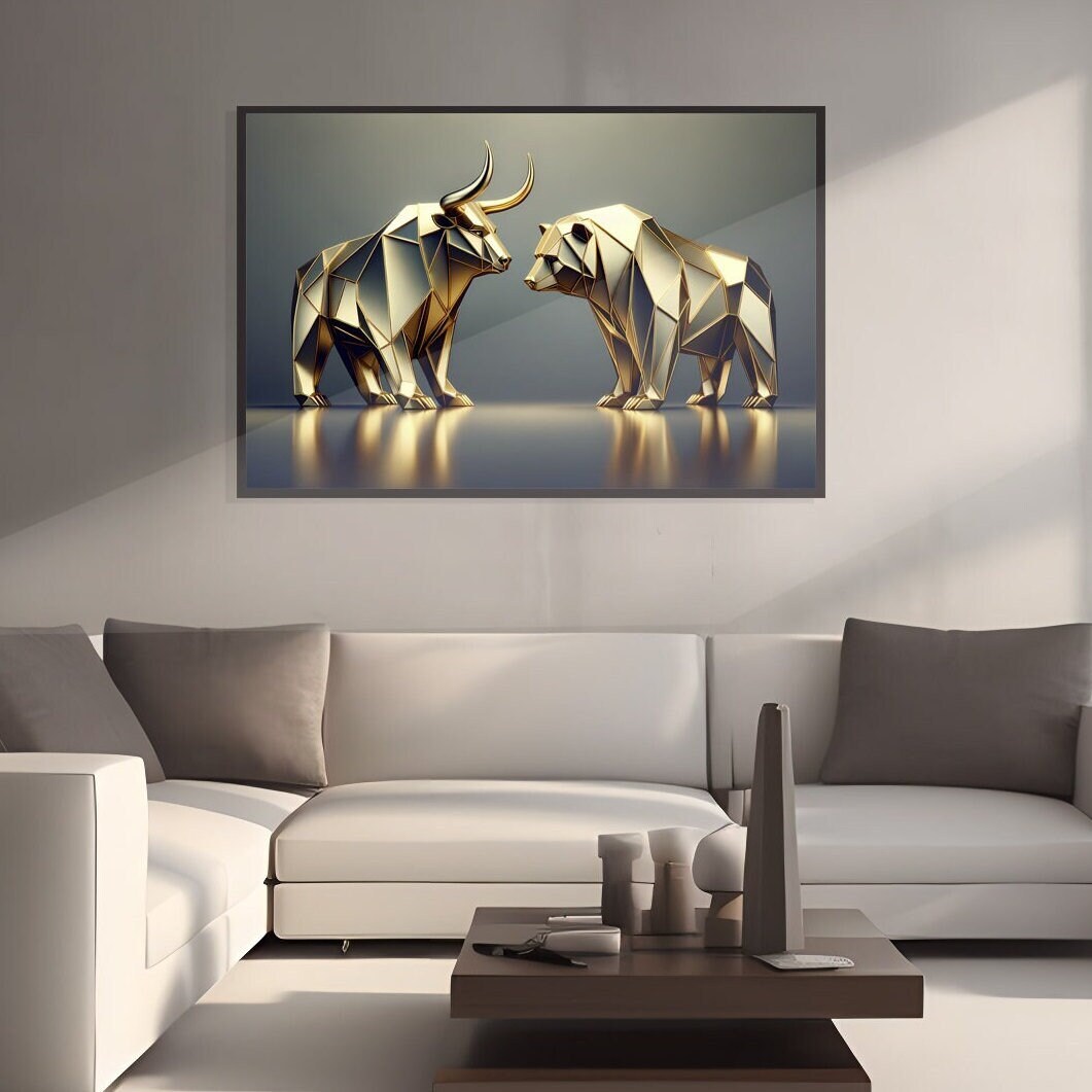 Bull & Bear Digital Prints, Stock Market Art, Wall Street Art, Bull ...