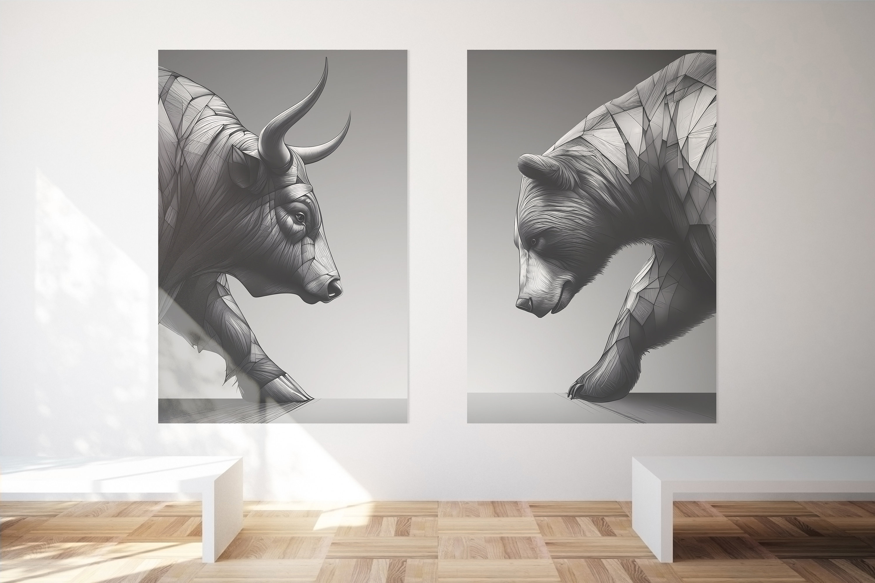 Stock Market Bull, Bear Art for Traders Gift or Crypto Decor - Etsy