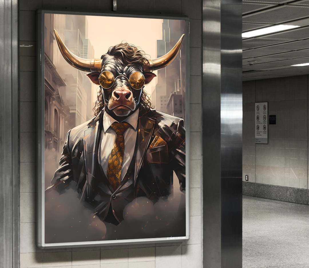 Stock Market Wall Art, for the Finance Trader Bull Bear Digital ...