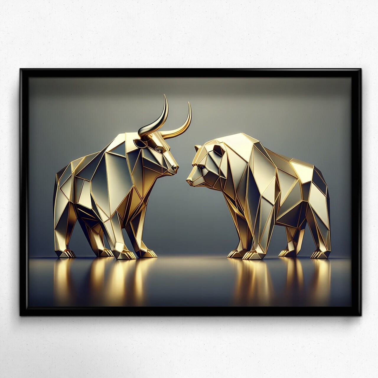 Bull & Bear Digital Prints, Stock Market Art, Wall Street Art, Bull ...