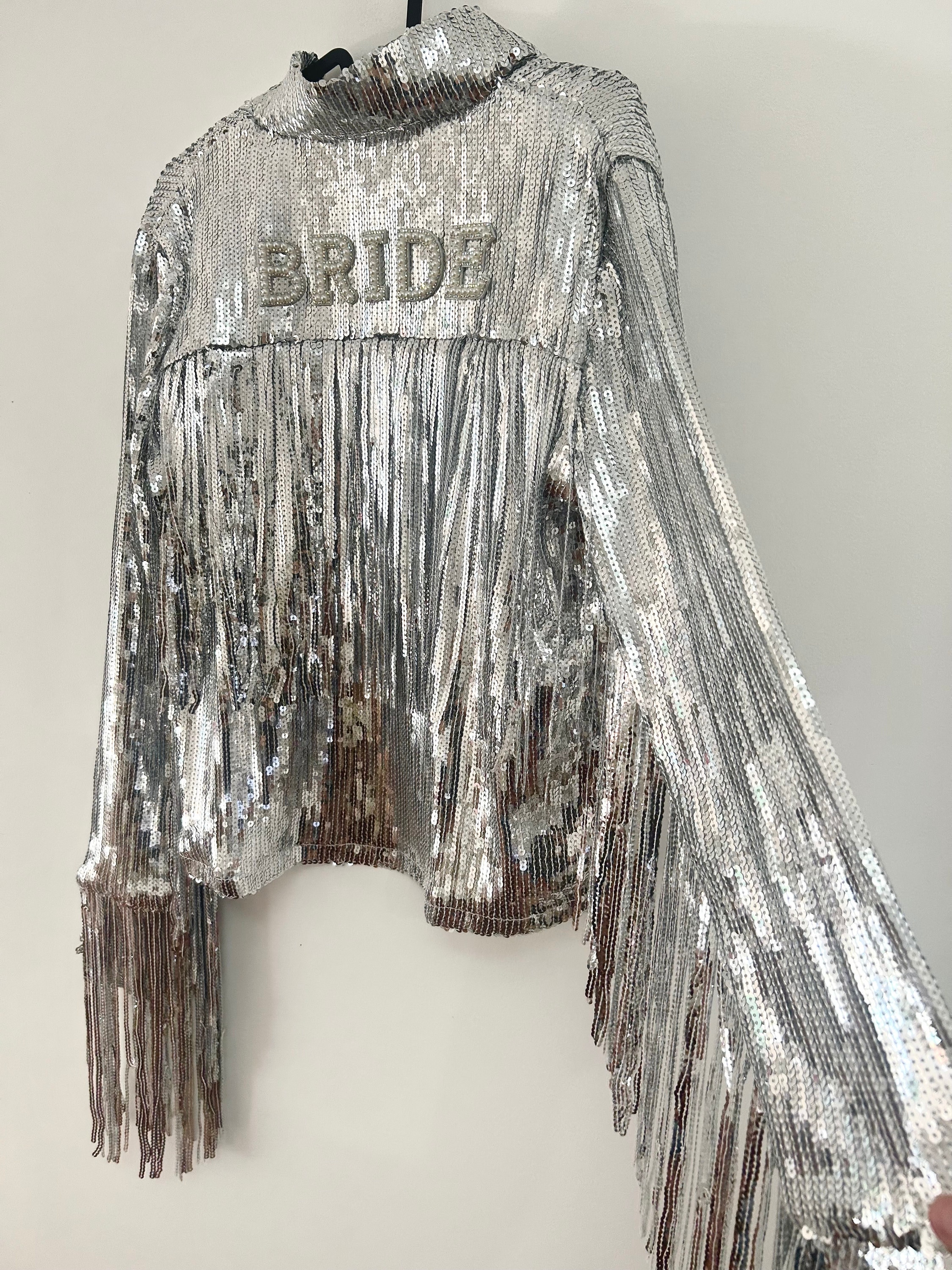 Sequin Disco Bride Jacket | Hens Party | Glitter Jacket, Bridal Gift ...
