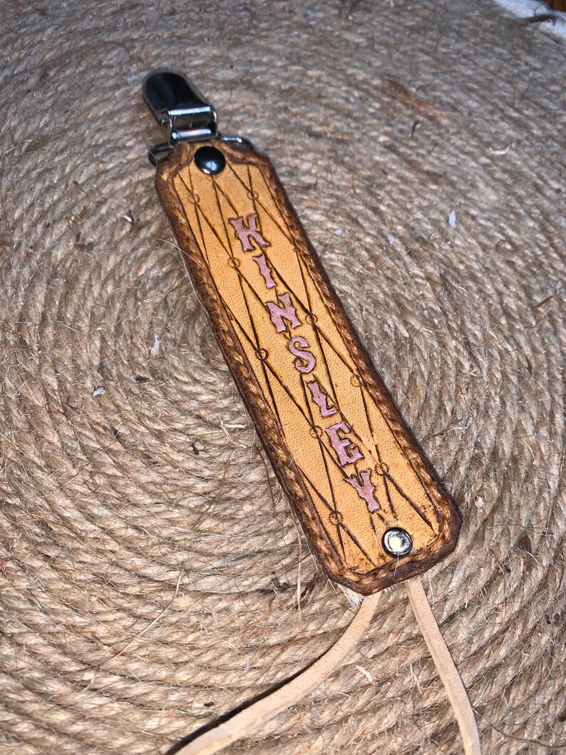 Tooled Leather and Hair on Hide Pacifier Clips - Etsy