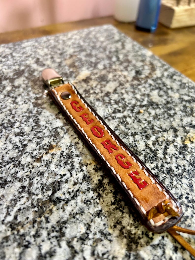 Tooled Leather and Hair on Hide Pacifier Clips - Etsy