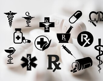 20 X Bulk Pharmacy Medicine Drugstore Nursing Symbols SVG PNG Hhospital ...
