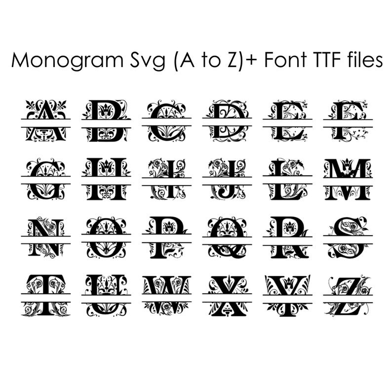 Alphabet Split Monogram Svg Split Letter Svg Font Ttf Files For Cricut
