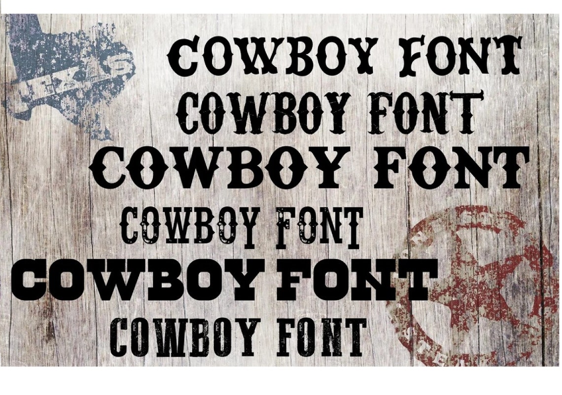 6 X Cowboy Font Ttf Otf Files, Cowboys Western Wild Fonts, Cowgirl ...