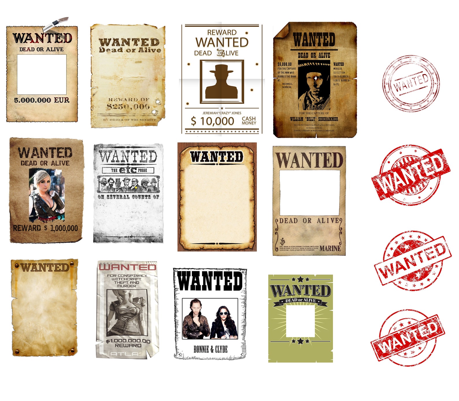 Western Wanted PNG Poster, Cowboy Wild West Fonts, Instant Download ...
