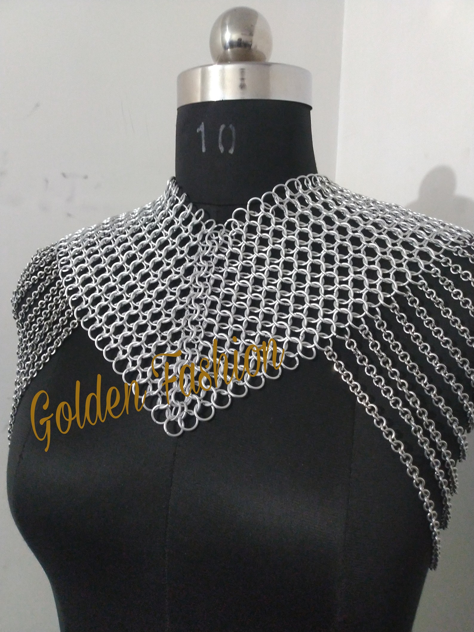 Chainmail Collar With Small Shoulder Chain Layers Metal Aluminium ...