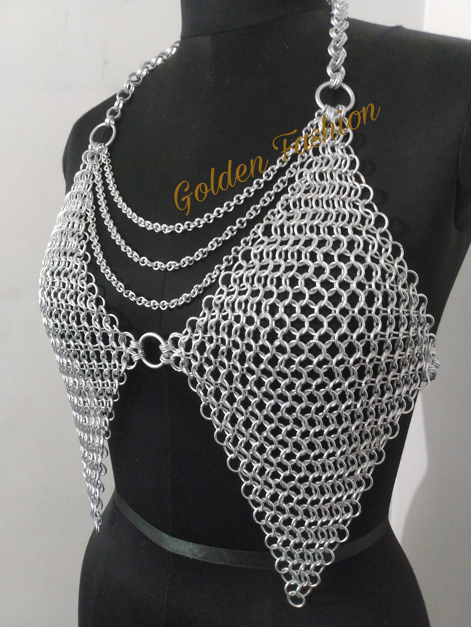 Top Bra Girls Women Aluminum Wire Jump Ring Chain Mail Fancy And