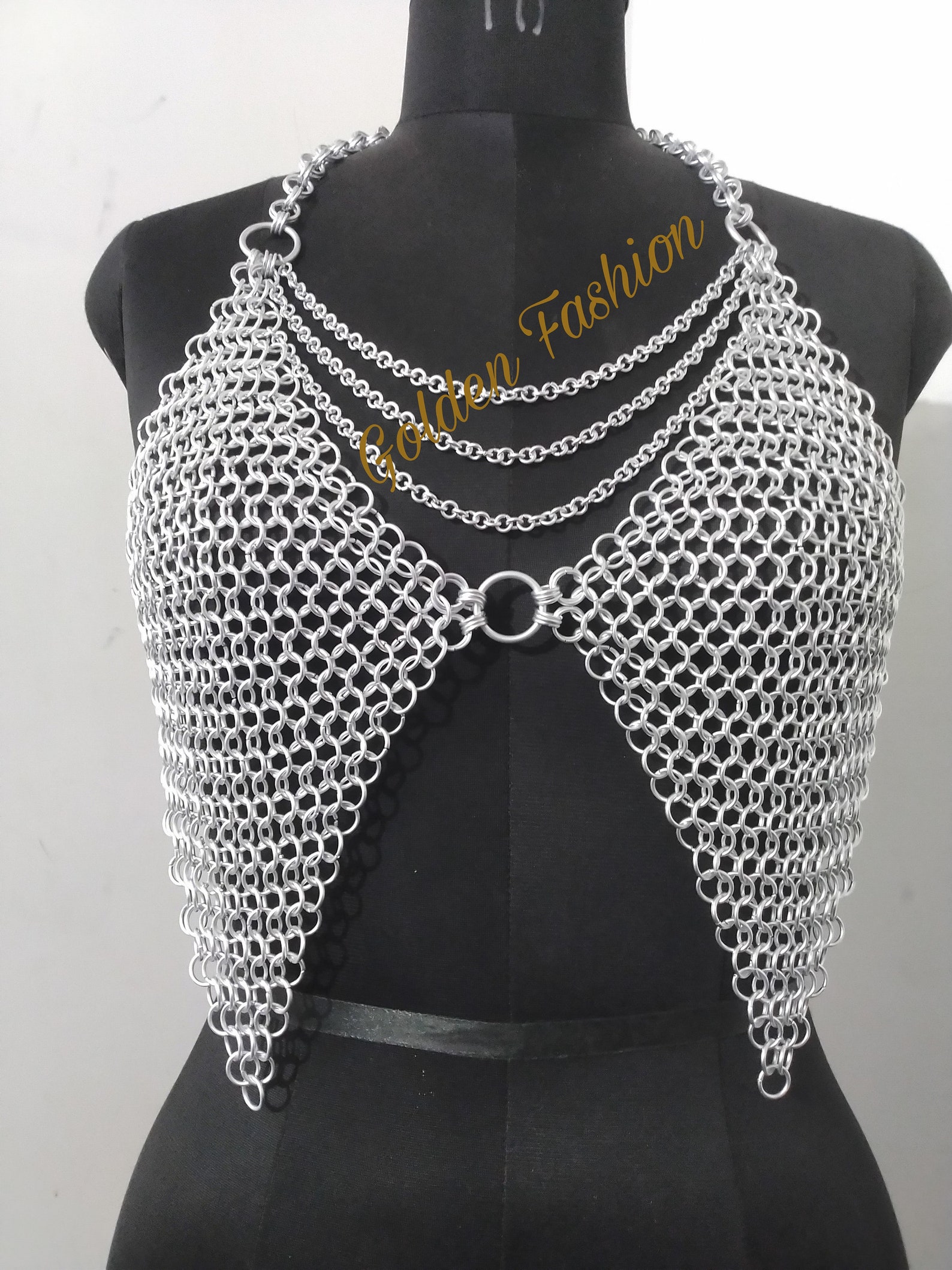 Top Bra Girls Women Aluminum Wire Jump Ring Chain Mail Fancy and ...