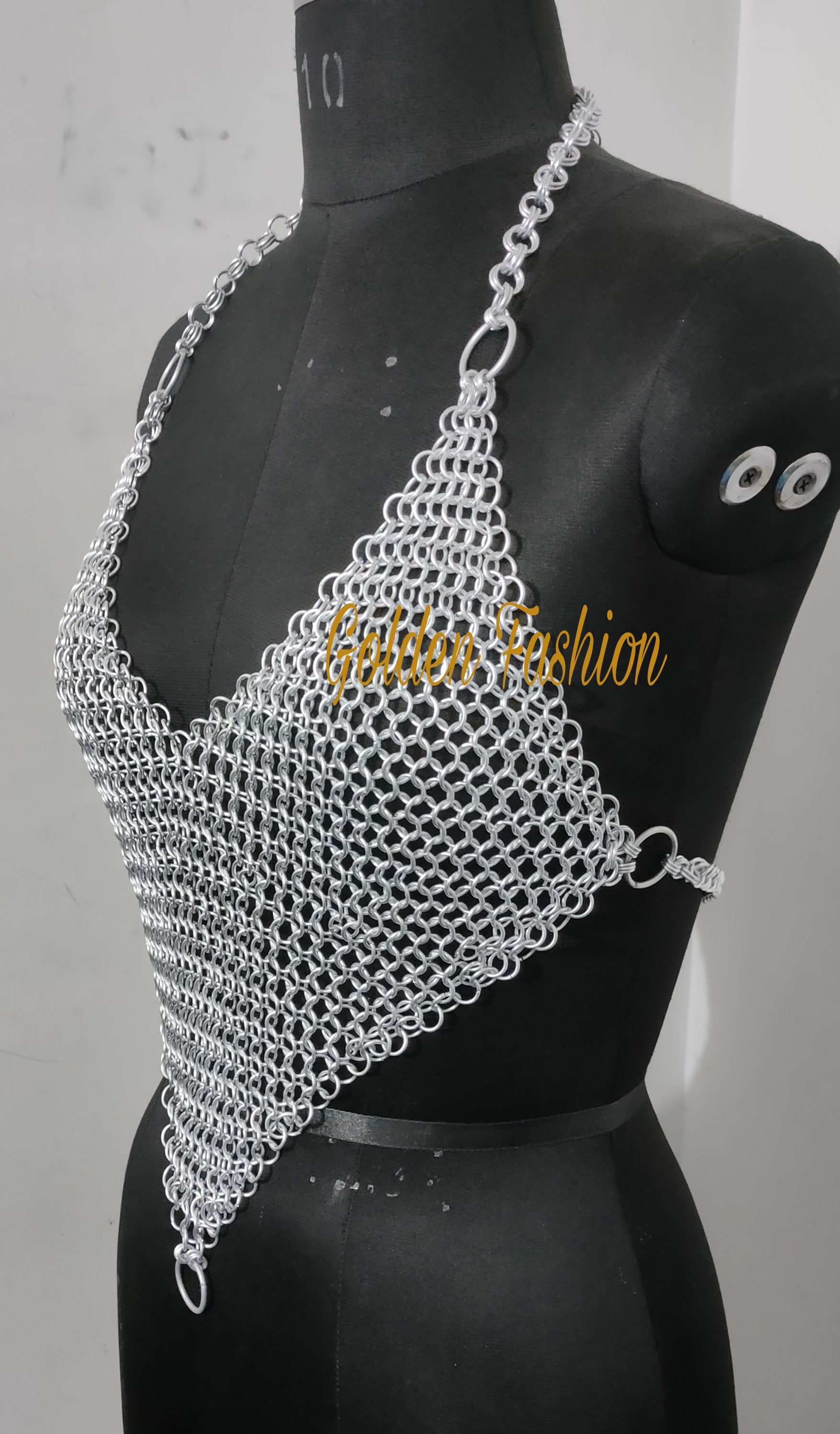 Top Bra Girls Women Aluminum Wire Jump Ring Chain Mail Fancy and ...