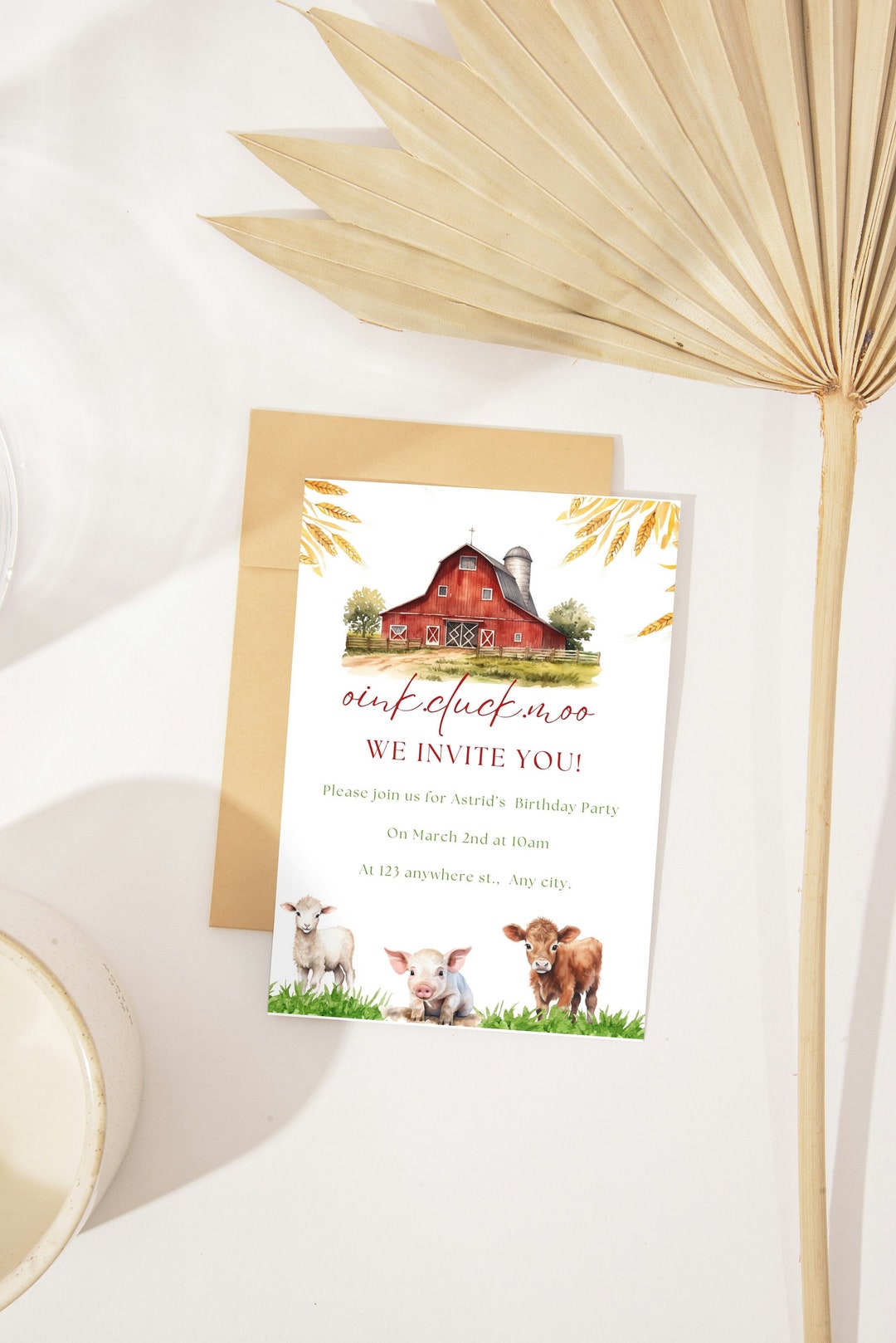 Farmyard Birthday Invitation; Farm Theme Birthday - Etsy