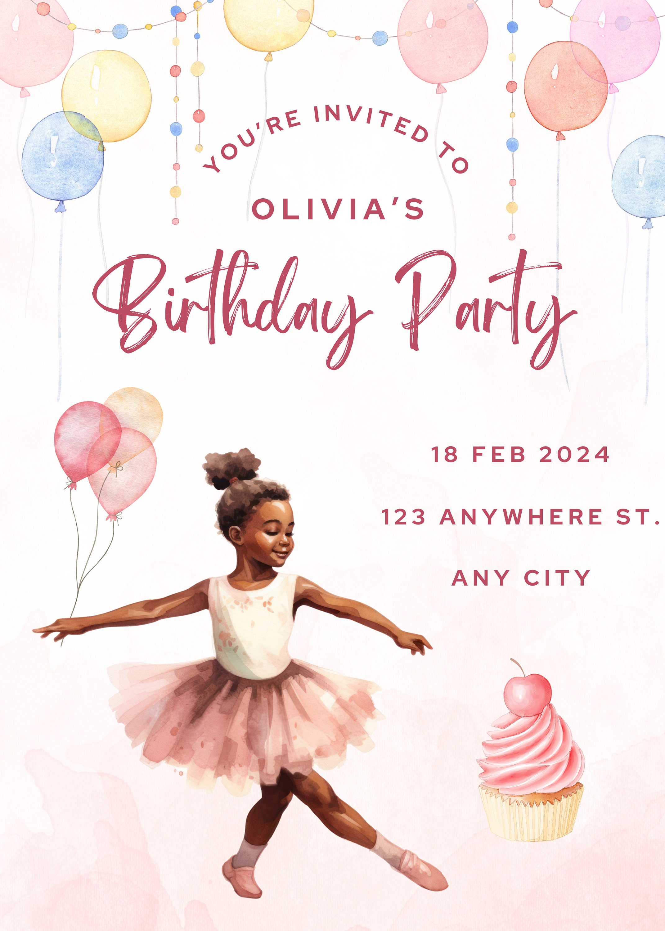 Ballerina Birthday Party Invitation Ballet Invitation - Etsy