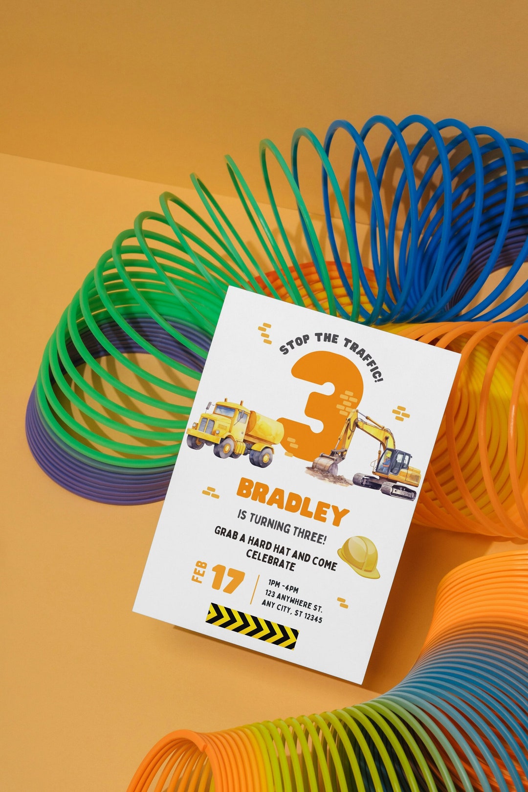 Construction Theme, Digger Invitation - Etsy