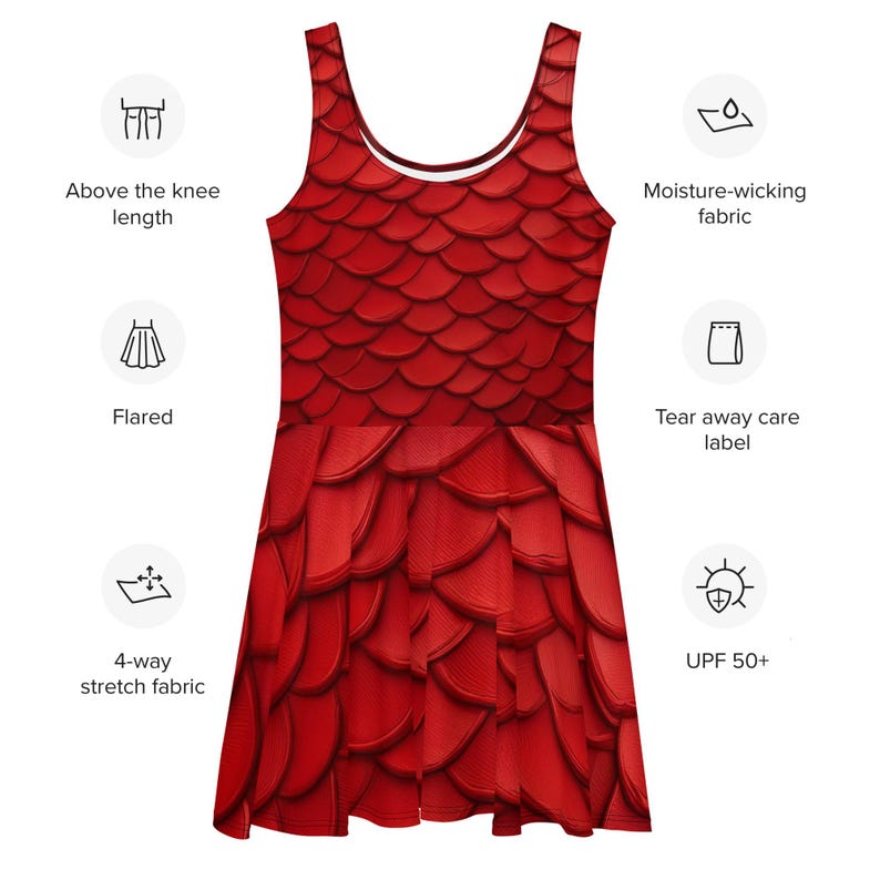 Red Dragon Scales Skater Dress, Dragon Dress, Dragon Cosplay Dress - Etsy