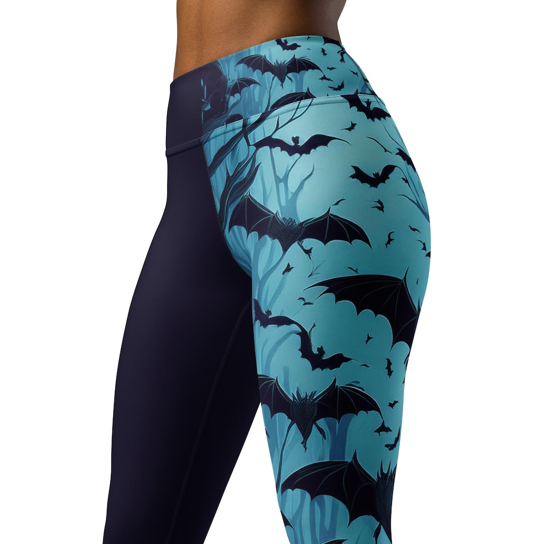 Bats in an Enchanted Forest High Waist Yoga Leggings, Bat Patterned ...