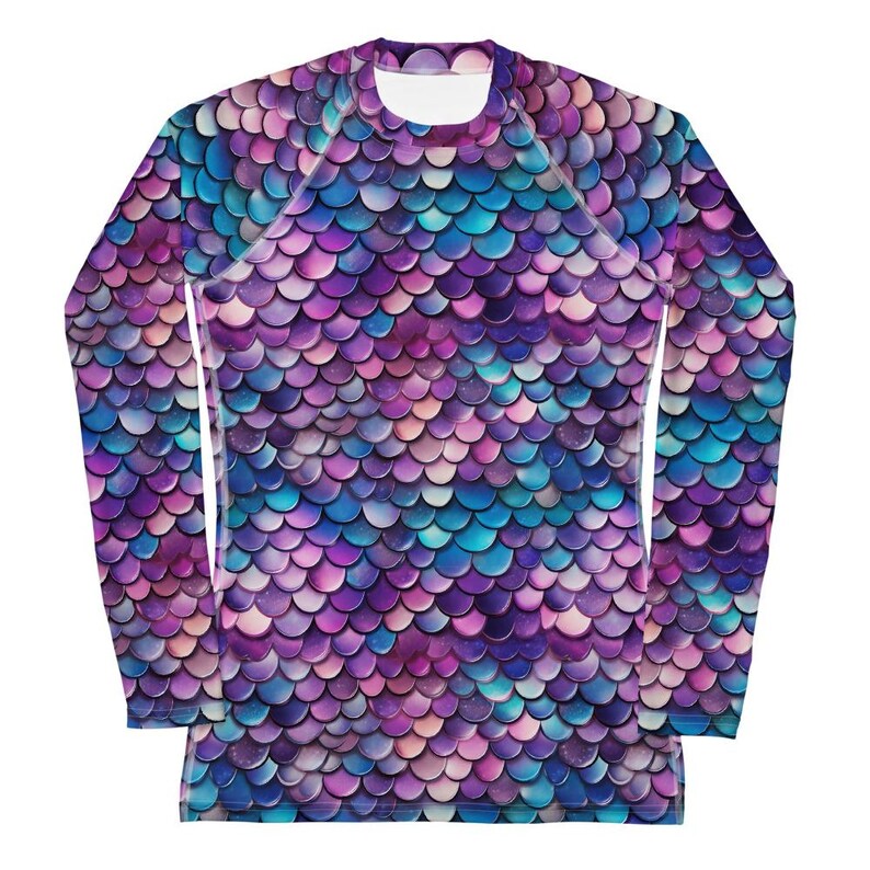 Mermaid Scales Women's Rash Guard, Mermaid Scales Long Sleeve Beach Top ...