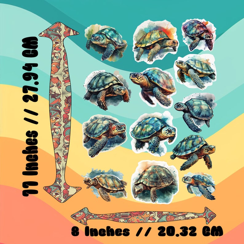 Turtle Vinyl Stickers 13 Unique Designs on 8x11 Sheet for - Etsy
