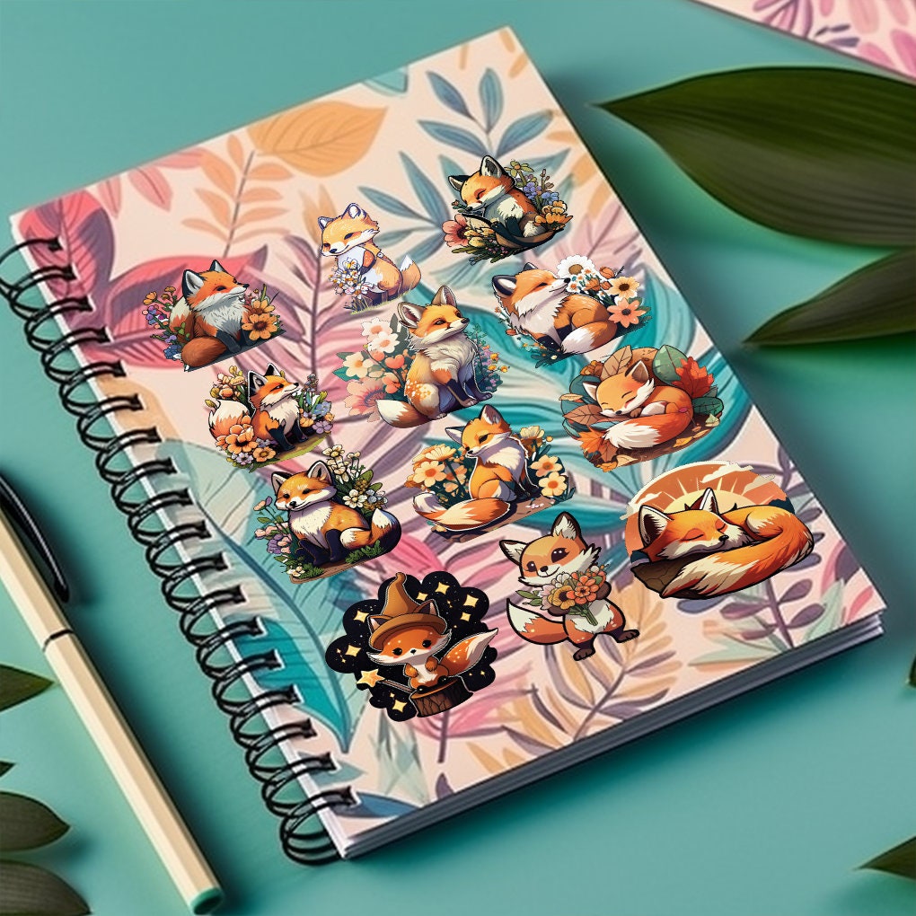 Cute and Foxy Vinyl Sticker Set Various Adorable Designs of Foxes on ...