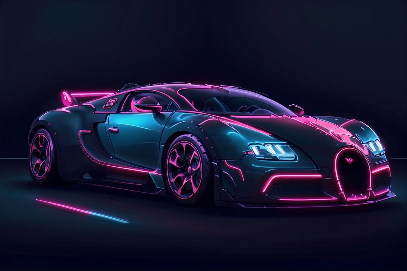 Bugatti Neon Style | Digital Downloads | Sports Car | Wall Art | Home ...