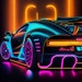 Bugatti Neon Style | Digital Download | Sports Car | Wall Art | Home ...