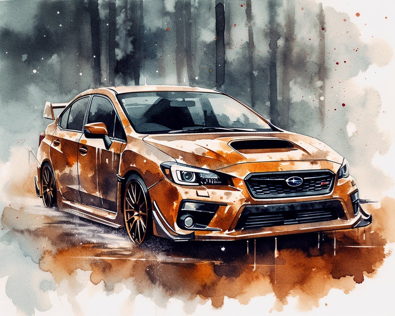 Subaru WRX Watercolor Digital Download Sports Car Wall Art Home Decor 3 ...