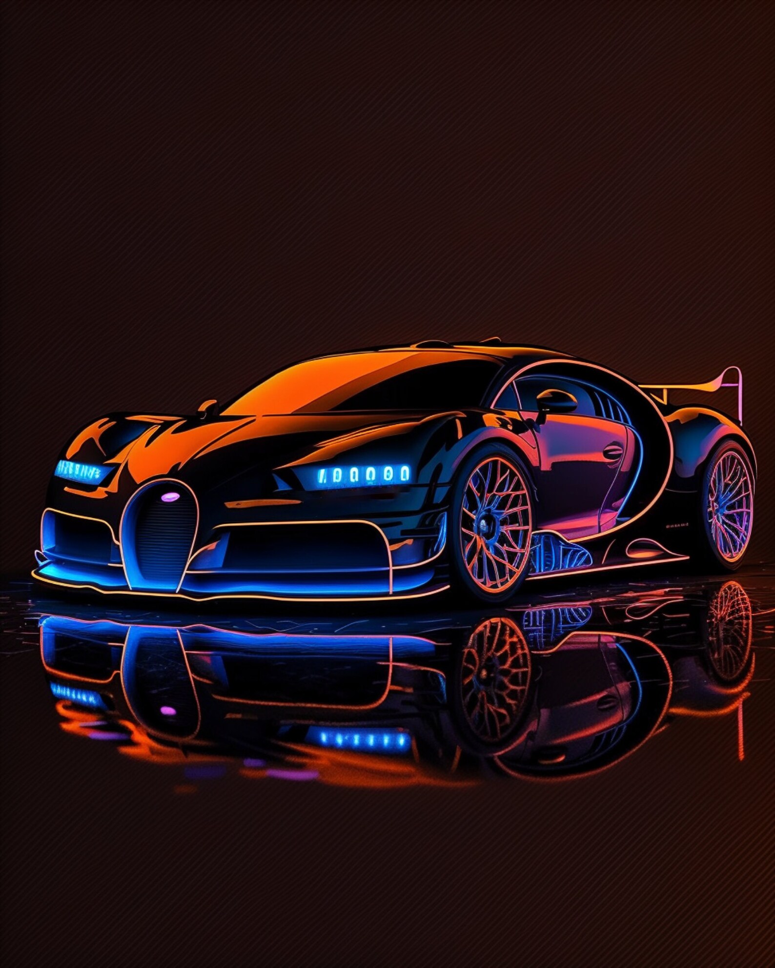 Bugatti Neon Style | Digital Download | Sports Car | Wall Art | Home ...