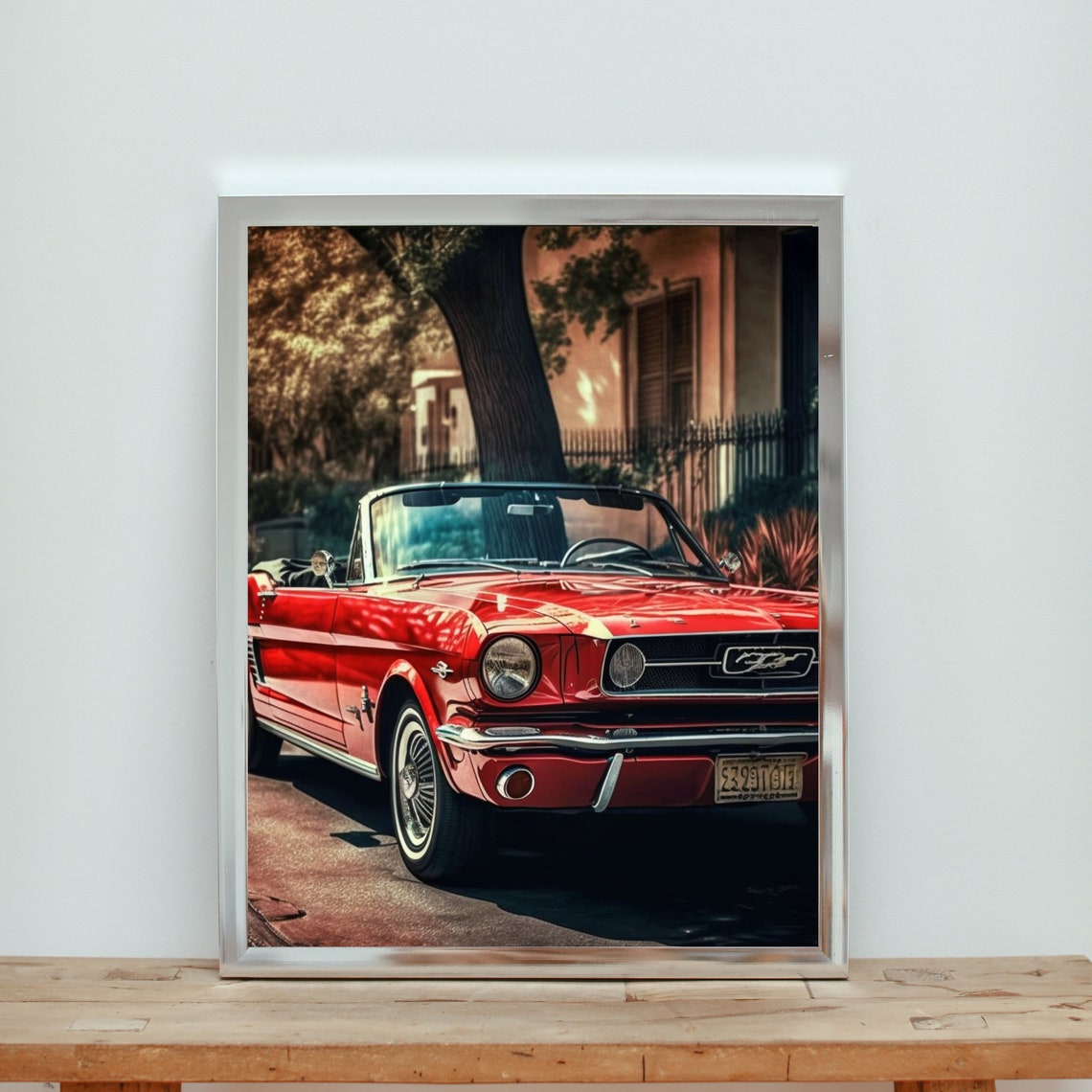 Red Mustang Convertible | Digital Download | Vintage Car | Wall Art ...