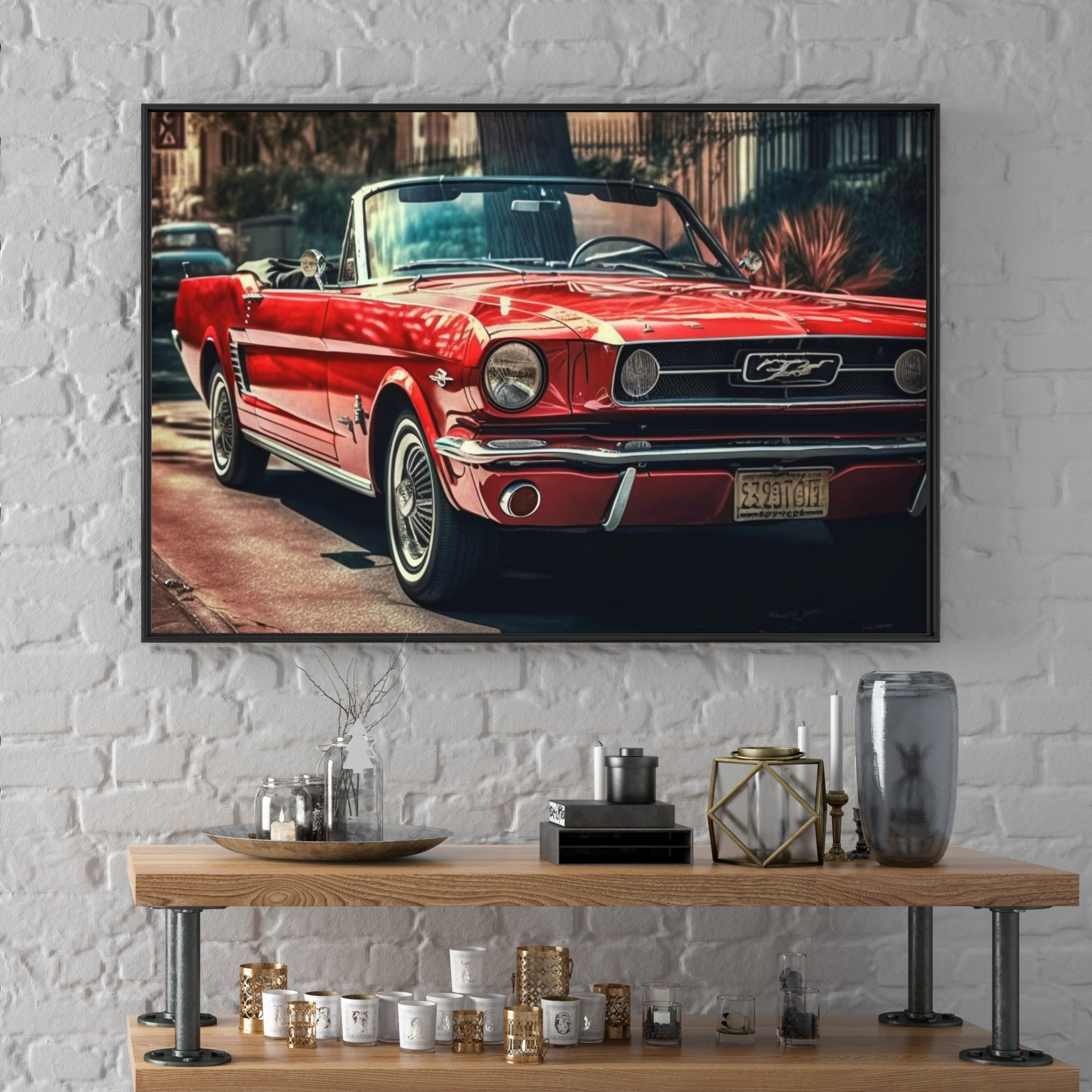 Red Mustang Convertible Digital Download Vintage Car Wall Art Home ...
