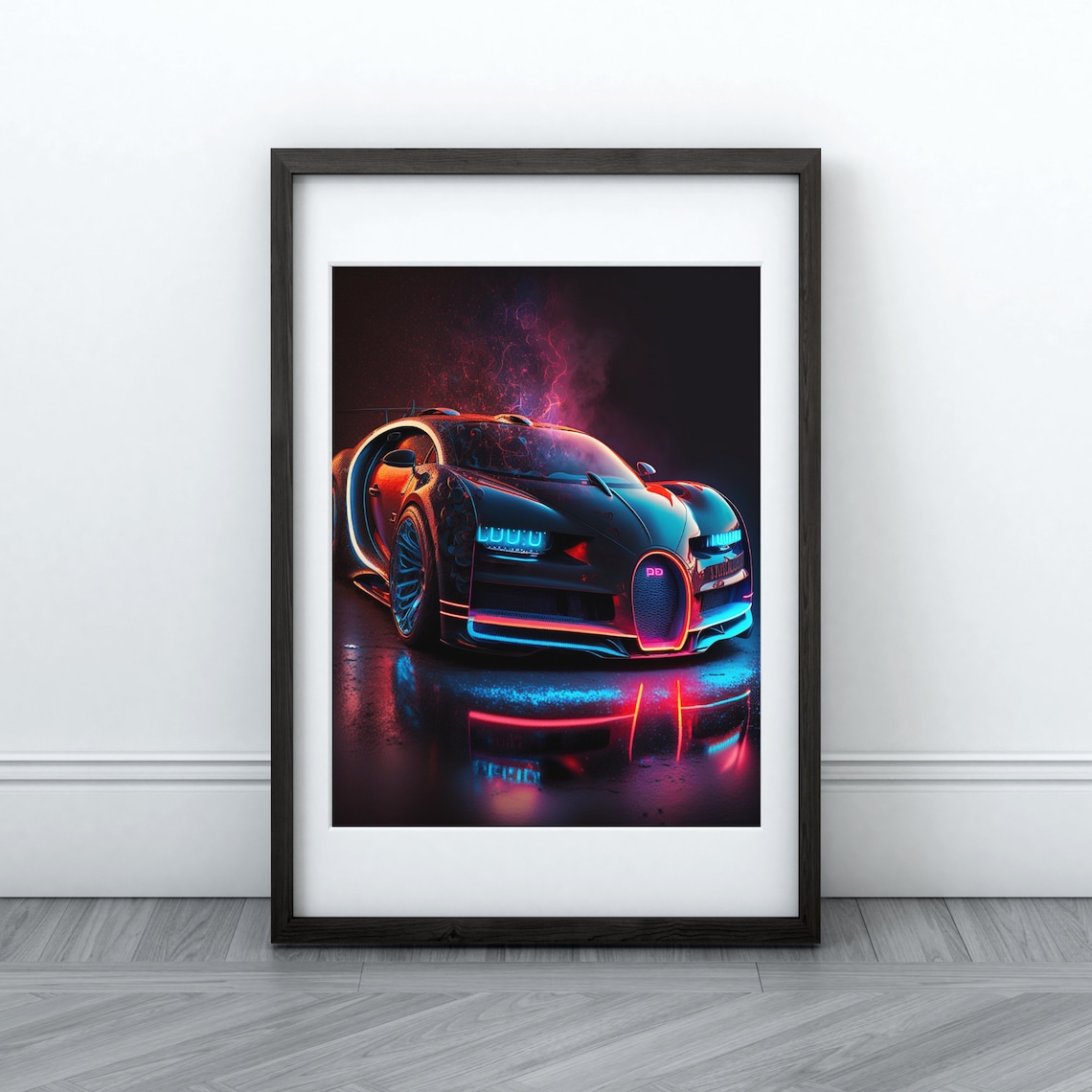 Bugatti Neon Style | Digital Download | Sports Car | Wall Art | Home ...