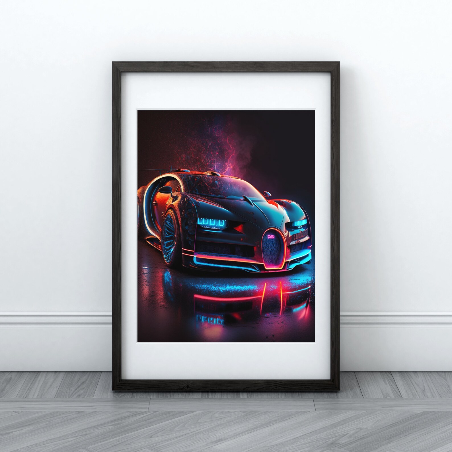 Bugatti Neon Style | Digital Download | Sports Car | Wall Art | Home ...