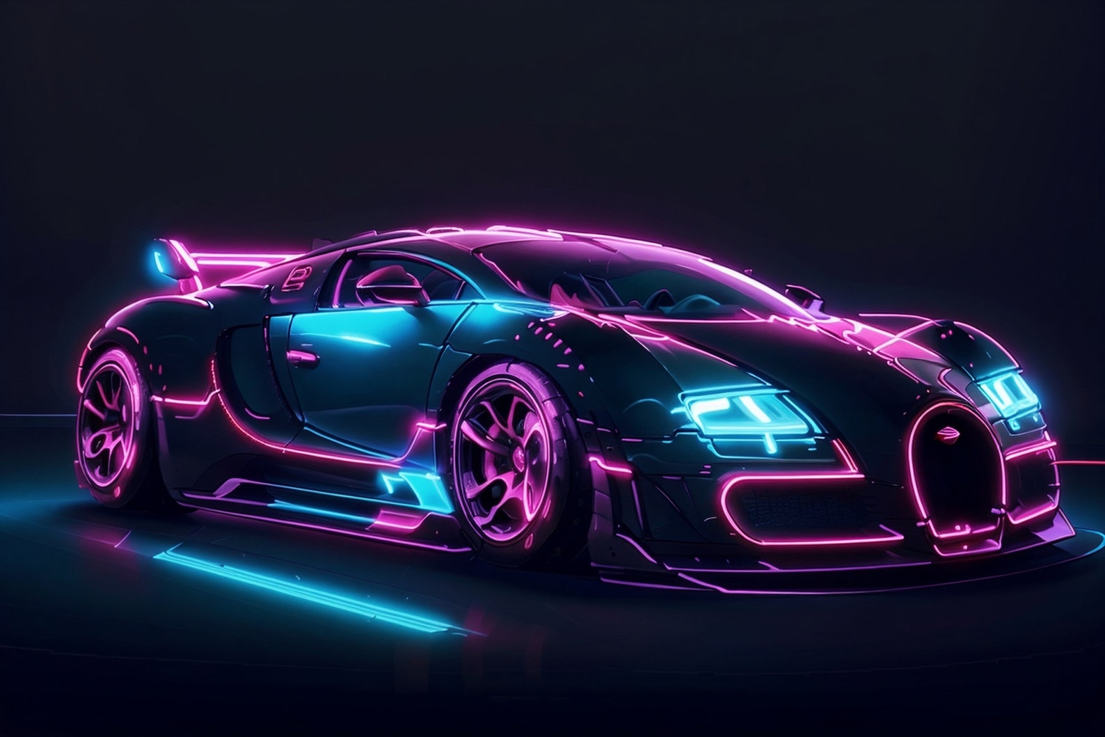 Bugatti Neon Style | Digital Downloads | Sports Car | Wall Art | Home ...