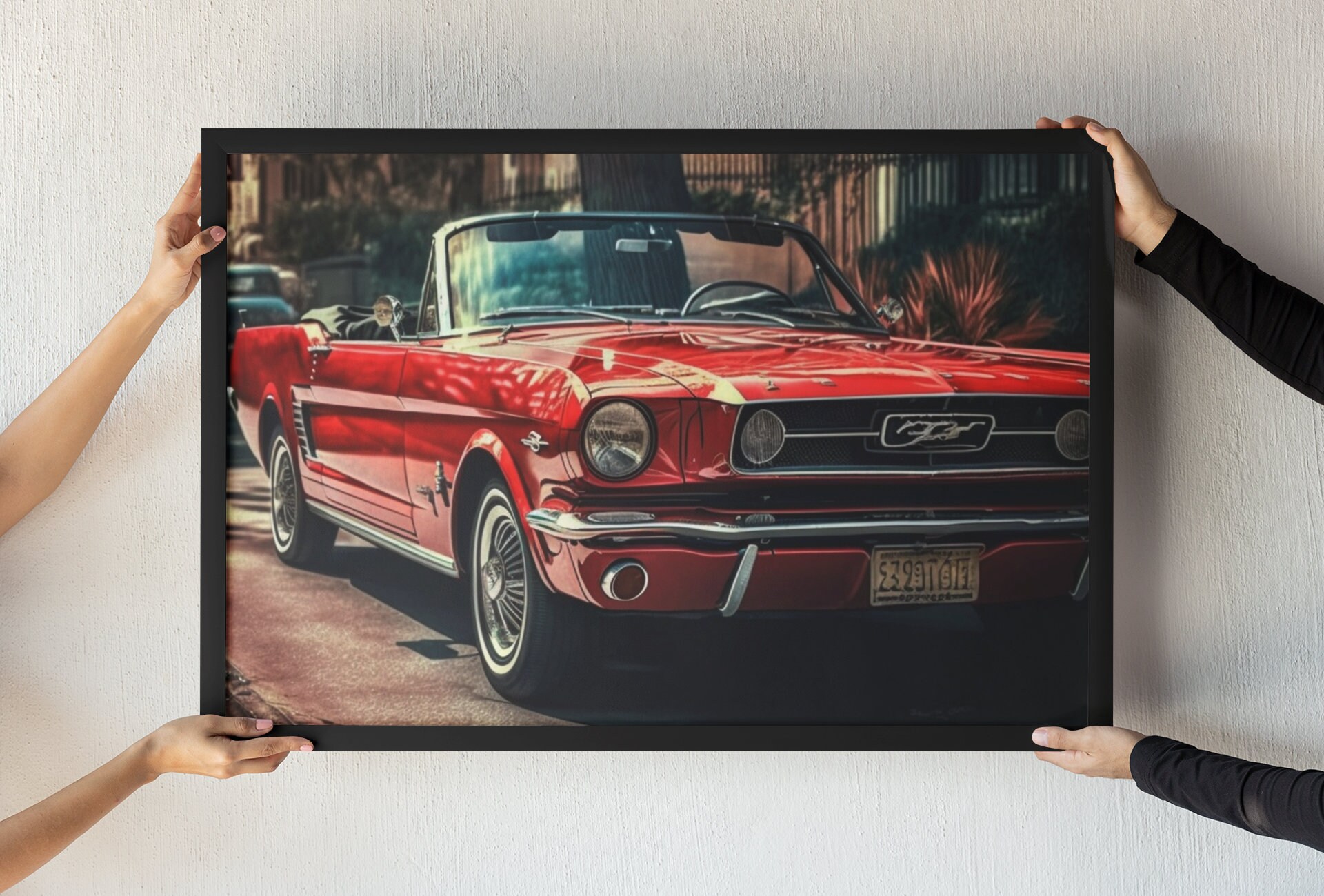 Red Mustang Convertible | Digital Download | Vintage Car | Wall Art ...